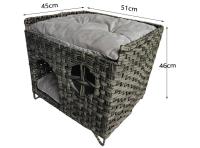 China Four Seasons Rattan Pet House Small Animal Pattern Woven Dog Cat Litter Cage Universal Semi-Enclosed Washable Cage for sale