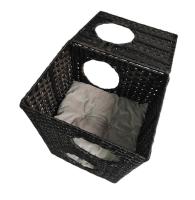 China Cute Natural Modern Cat Furniture Pet House Bed Wicker Rattan Pat Cave Bed Condo House for sale