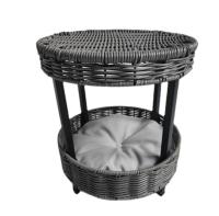 China Artificial Hand Woven Rattan Cozy Pet Kitty House Waterproof Breathable Cat Bed Condo House for sale