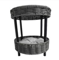 China Artificial Hand Woven Rattan Cozy Pet Kitty House Waterproof Breathable Cat Bed Condo House for sale