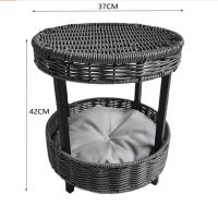 China Artificial Hand Woven Rattan Cozy Pet Kitty House Waterproof Breathable Cat Bed Condo House for sale