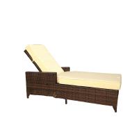 China Adjustable Outdoor Garden Beach Pool Rattan Lounger Sunbed Cushion Chair CE BSCI for sale
