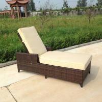 China Adjustable Outdoor Garden Beach Pool Rattan Lounger Sunbed Cushion Chair CE BSCI for sale