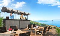 China Rattan Effect Night Club Bar Counter Tiki Outdoor Rattan Bar Furniture With Roof Garden Rattan Table Bar Table Canopy for sale