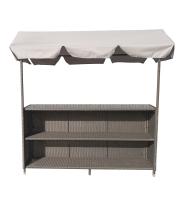 China Rattan Effect Night Club Bar Counter Tiki Outdoor Rattan Bar Furniture With Roof Garden Rattan Table Bar Table Canopy for sale