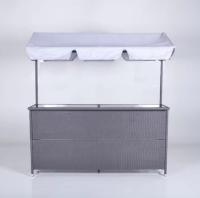 China Rattan Effect Night Club Bar Counter Tiki Outdoor Rattan Bar Furniture With Roof Garden Rattan Table Bar Table Canopy for sale