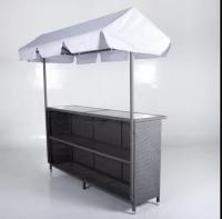 China Rattan Effect Night Club Bar Counter Tiki Outdoor Rattan Bar Furniture With Roof Garden Rattan Table Bar Table Canopy for sale