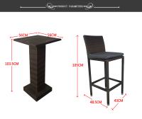 China Classic outdoor bar balcony table and chair combination garden rain-proof rattan leisure bistro high table and bar stool for sale