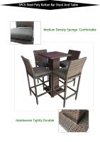 China Classic outdoor bar balcony table and chair combination garden rain-proof rattan leisure bistro high table and bar stool for sale
