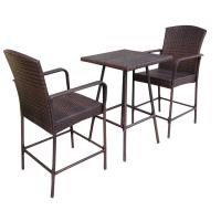 China Villa Patio Wicker Rattan Counter Height Bar Stools Conversation Square Dining for sale