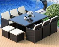 China CE BSCI Wicker Dining Desk Outdoor Garden Patio Cubic Table Set Commercial for sale