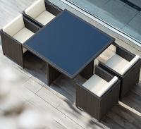 China CE BSCI Wicker Dining Desk Outdoor Garden Patio Cubic Table Set Commercial for sale