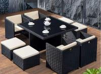 China CE BSCI Wicker Dining Desk Outdoor Garden Patio Cubic Table Set Commercial for sale
