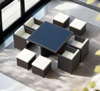 China CE BSCI Wicker Dining Desk Outdoor Garden Patio Cubic Table Set Commercial for sale