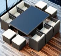 China CE BSCI Wicker Dining Desk Outdoor Garden Patio Cubic Table Set Commercial for sale