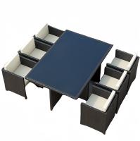China CE BSCI Wicker Dining Desk Outdoor Garden Patio Cubic Table Set Commercial for sale