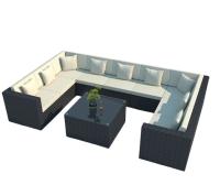 China Luxury Modern Patio Garden Furniture Black Rattan Outdoor Sofa Coffee Table Set Steel Rattan Chair Outdoor Furniture for sale
