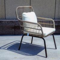 China Garden Table Chairs Rattan Set Patio Dining Chair Rope Woven Beach Chair Wood for sale