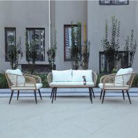 China Bistro All Weather Wicker Patio Dining Set 4 Pieces Modern Garden Wicker Sofa for sale