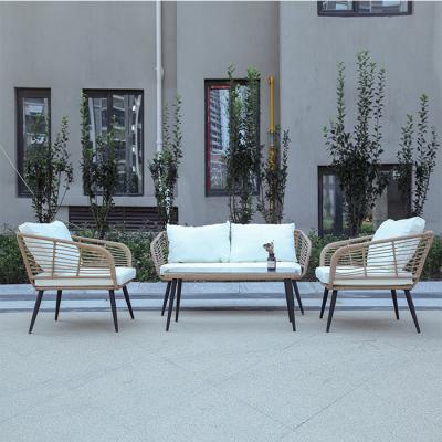 China Bistro All Weather Wicker Patio Dining Set 4 Pieces Modern Garden Wicker Sofa for sale