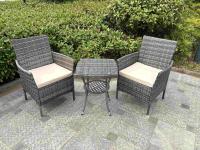 China Grey 2 Seater Rattan Table And Chairs Bistro Patio Seating Chair Garden Relaxation Furniture for sale