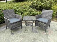 China Grey 2 Seater Rattan Table And Chairs Bistro Patio Seating Chair Garden Relaxation Furniture for sale