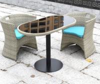 China Indoor Outdoor Patio Rattan Bistro Dining Set Balcony Chair Leisure Space Saving for sale