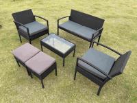 China 4 Or 6 Pieces Rattan Furniture Sets Outdoor Table And Chair ottoman stool Set Balcony Furniture Sets for sale
