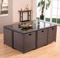 China 10 Seater Rattan Dining Table Set Wicker Dining Coffee Stack Table Round Sofa for sale