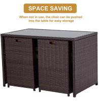 China 5 Piece Pe Rattan Furniture Dining Tables And Chairs Aluminum Waterproof Outside Patio Lounge Outdoor for sale
