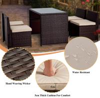 China 5 Piece Pe Rattan Furniture Dining Tables And Chairs Aluminum Waterproof Outside Patio Lounge Outdoor for sale