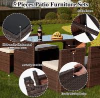 China 5 Piece Pe Rattan Furniture Dining Tables And Chairs Aluminum Waterproof Outside Patio Lounge Outdoor for sale