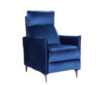 China Vintage Blue Velvet Pull Out Bed Sofas Recliner Single Sofa Living Room Office for sale