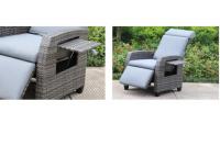 China Luxury Outdoor Indoor Rattan Lounge Chair Furniture Set Wicker Single Sofa Garden Recliner Lying Bed for sale