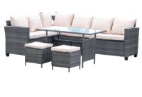 China Luxury Hotel Outdoor Furniture Waterproof PE Indoor Wicker Dining Table And Chairs for sale
