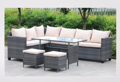 China Luxury Hotel Outdoor Furniture Waterproof PE Indoor Wicker Dining Table And Chairs for sale