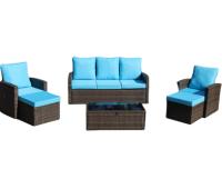 China 2 Seater Patio Rattan Sofa Set Wicker Sectional Sofa Storage Coffee Table for sale