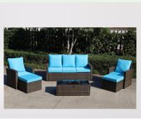 China 2 Seater Patio Rattan Sofa Set Wicker Sectional Sofa Storage Coffee Table for sale