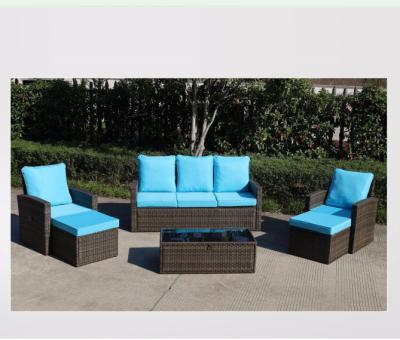 China 2 Seater Patio Rattan Sofa Set Wicker Sectional Sofa Storage Coffee Table for sale