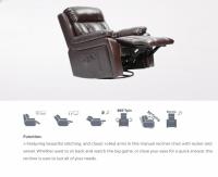 China PU Leather Manual Reclining Chair Modern Swivel Stretch Recliner Chair 96x101x102CM for sale
