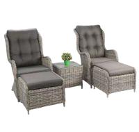 China 2 Seater Rattan Balcony Sofa 2 Chairs 2 Footrest 1 Table Pe Wicker Bistro Set for sale