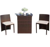 China 3Pcs Rattan Patio Dining Table And Chairs Leisure Patio Furniture Set Outdoor Garden for sale