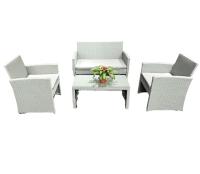 China White Rattan Superior Garden Patio Set 4pc Wide Armrest Sofa Set Chair Table Set for sale
