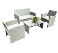 China White Rattan Superior Garden Patio Set 4pc Wide Armrest Sofa Set Chair Table Set for sale