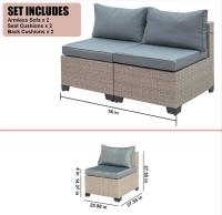 China Rattan Corner Sofa Patio Set Modern Luxury Cut Aluminum Frame Hotel Villa Home for sale