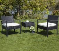 China Patio Outdoor Dining Table Rattan Table Tempered Glass Tabletop Porch Conversation for sale