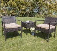 China Patio Outdoor Dining Table Rattan Table Tempered Glass Tabletop Porch Conversation for sale