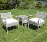 China Patio Outdoor Dining Table Rattan Table Tempered Glass Tabletop Porch Conversation for sale