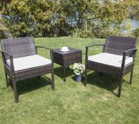 China Patio Outdoor Dining Table Rattan Table Tempered Glass Tabletop Porch Conversation for sale