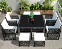 China Patio Table And Chair Square Rattan Dining Set Wicker Garden Restaurant Rattan for sale